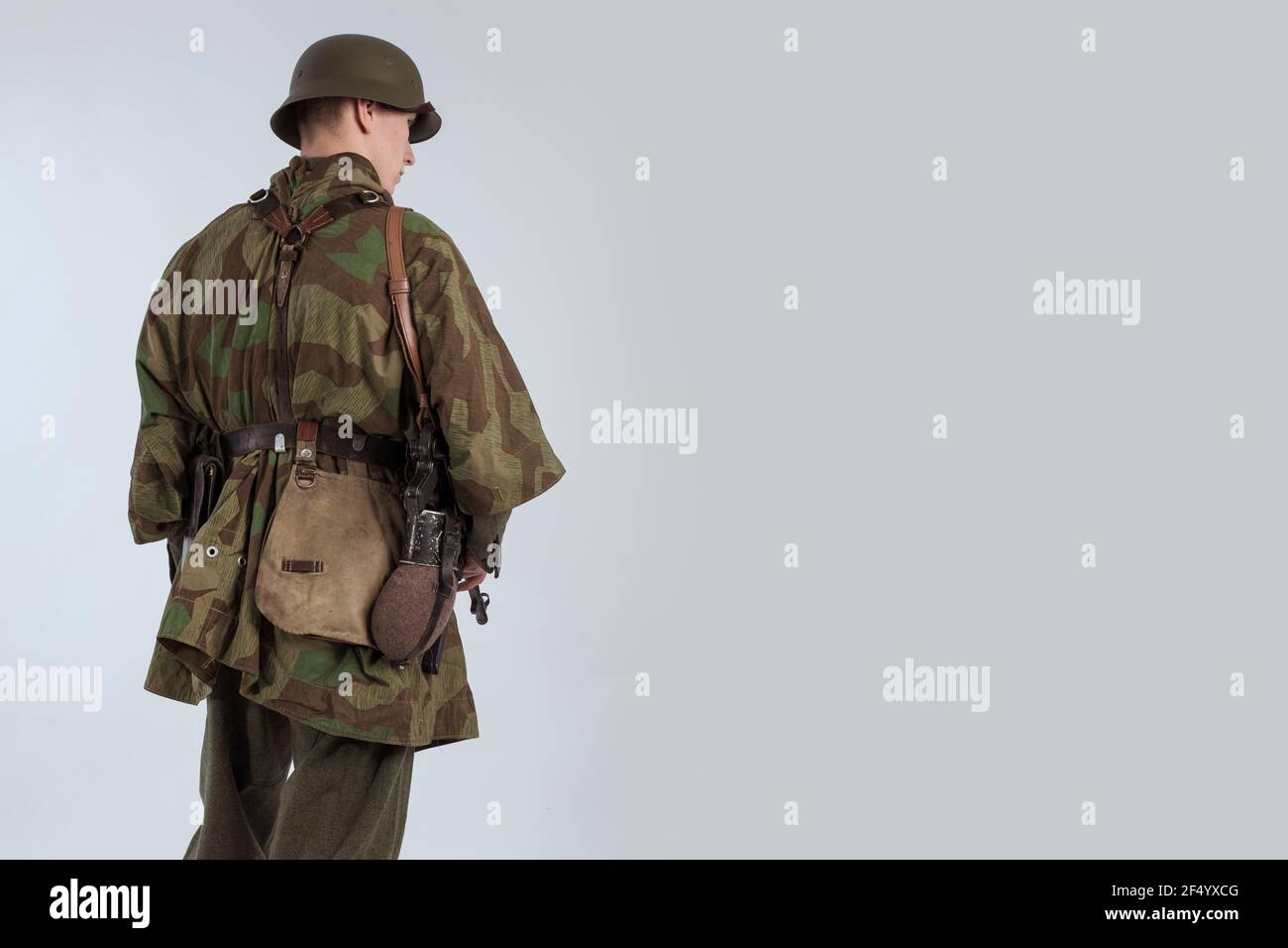 Male actor reenactor in historical uniform as an soldier of the German ...