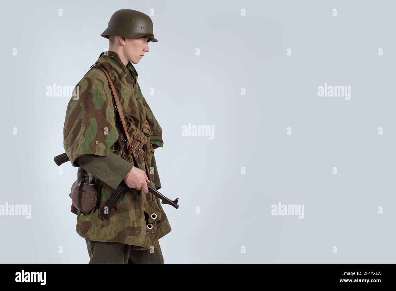 Male actor reenactor in historical uniform as an soldier of the German ...
