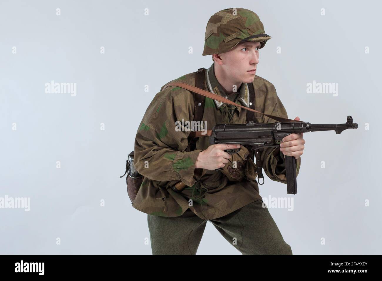 Male actor reenactor in historical uniform as an officer of the German ...