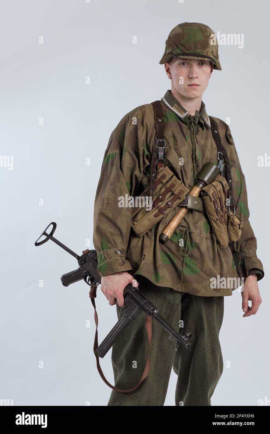 Male actor reenactor in historical uniform as an officer of the German ...