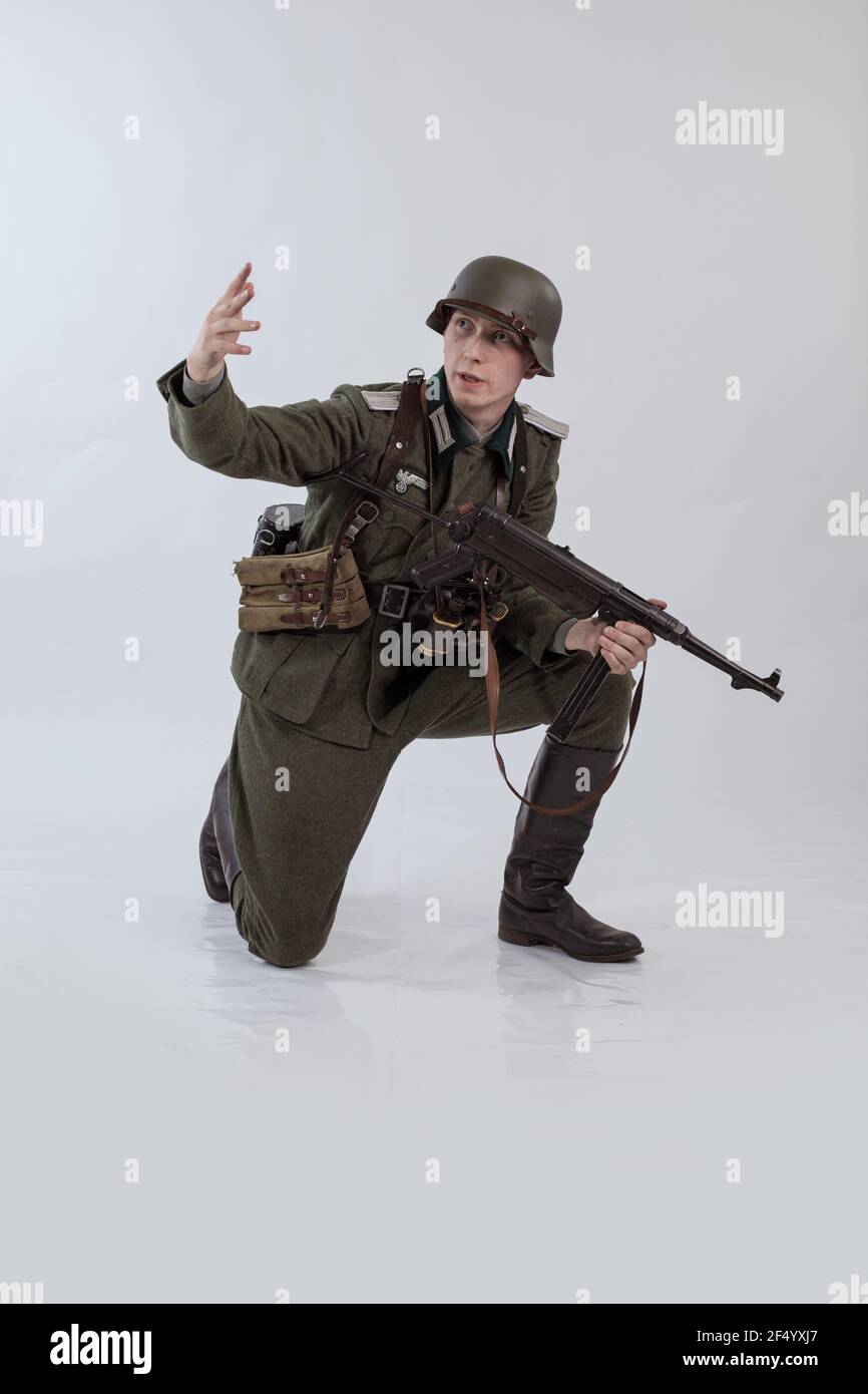 Male actor reenactor in historical uniform as an officer of the German ...