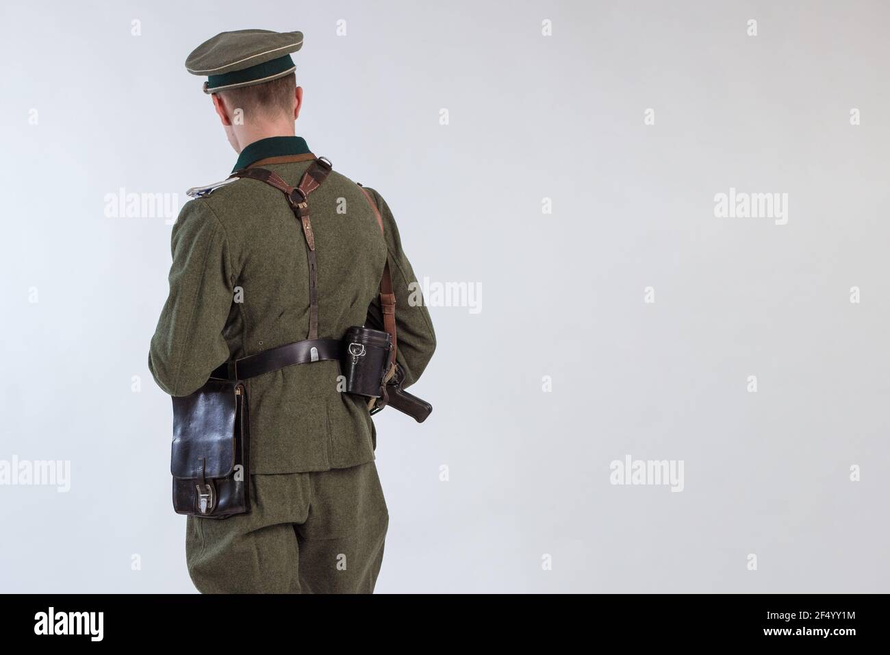 Male actor reenactor in historical military uniform as an officer of ...