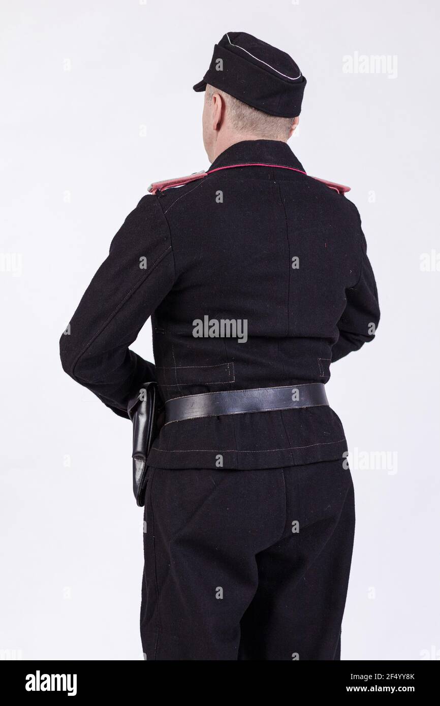 Male actor reenactor in historical military uniform as an officer of ...