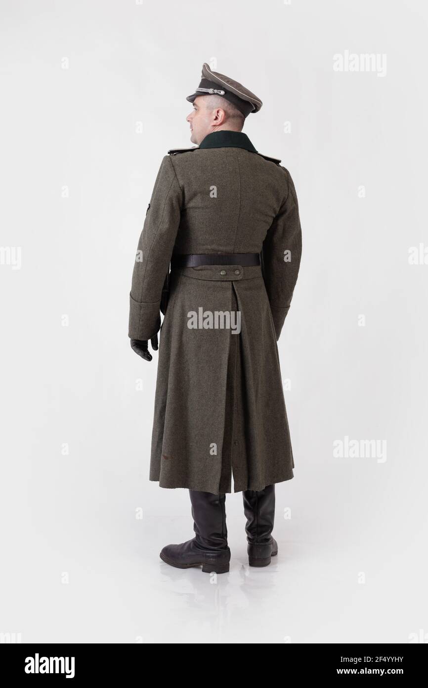 Male actor reenactor in historical military uniform as an officer of ...