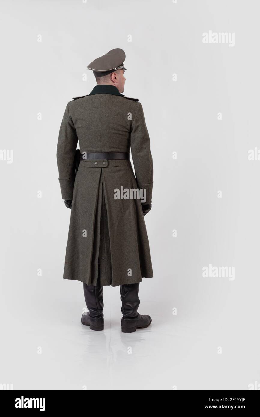 Male actor reenactor in historical military uniform as an officer of ...