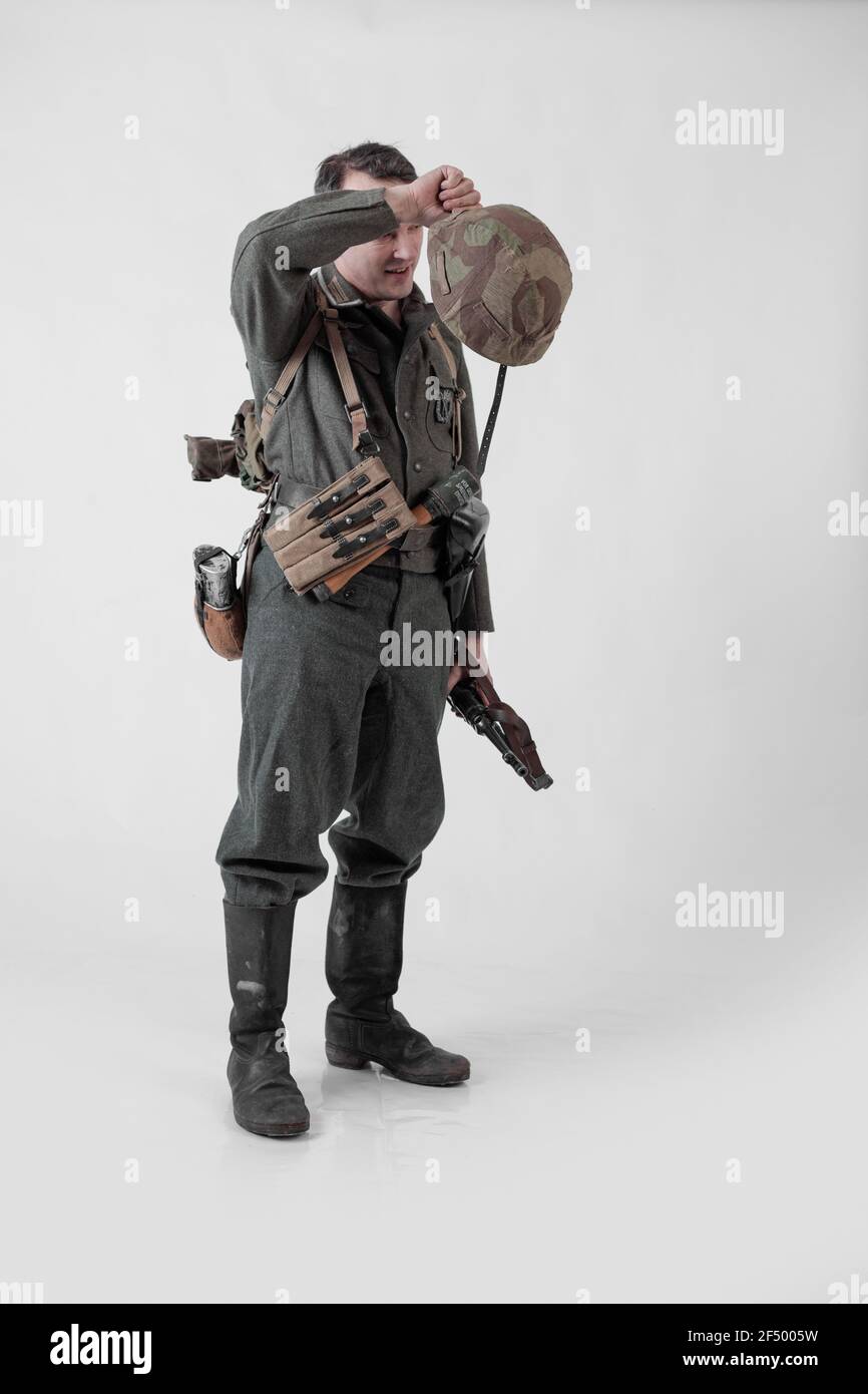 Actor in the form of a German infantryman from the times of the First ...