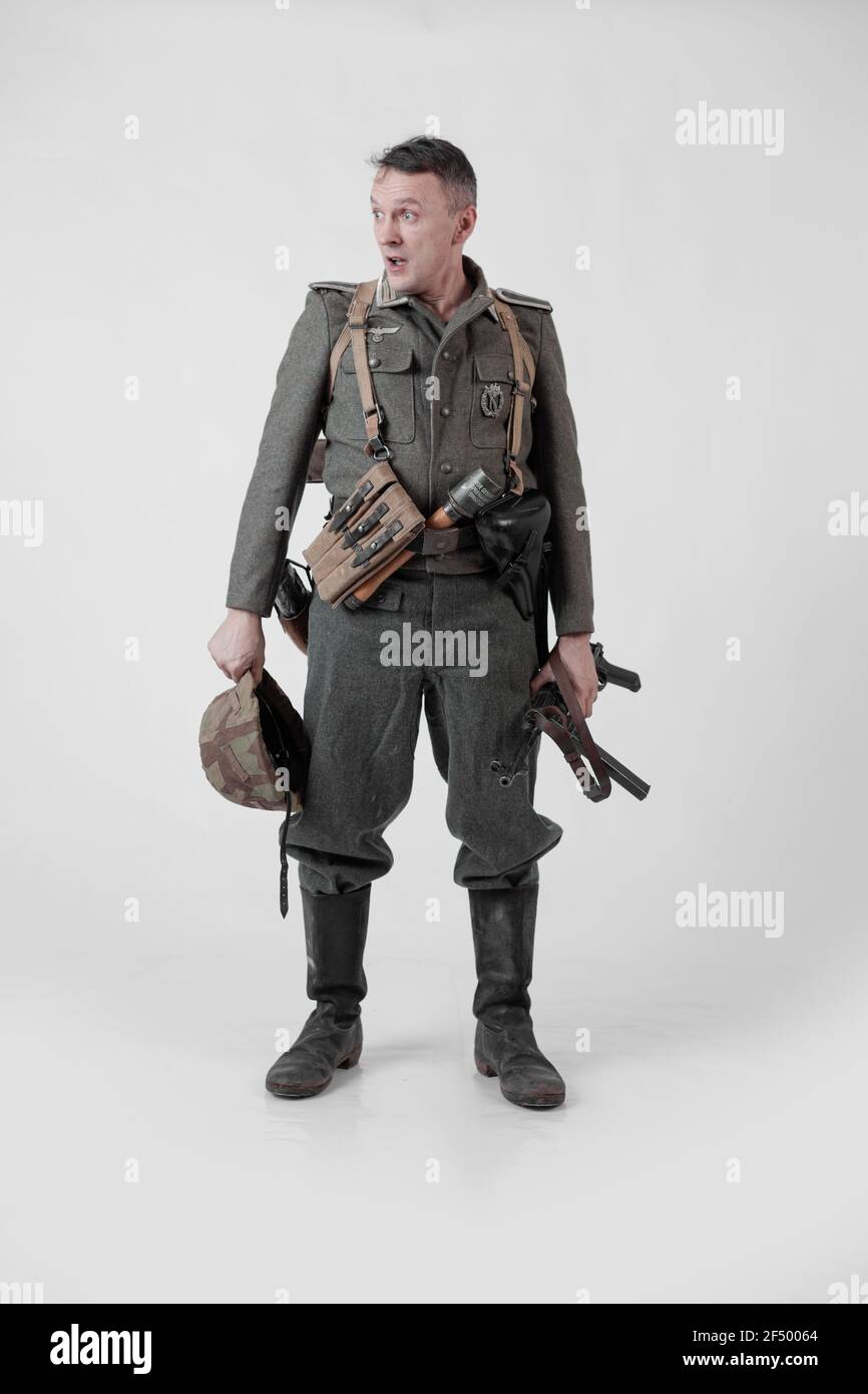 Actor in the form of a German infantryman from the times of the First ...