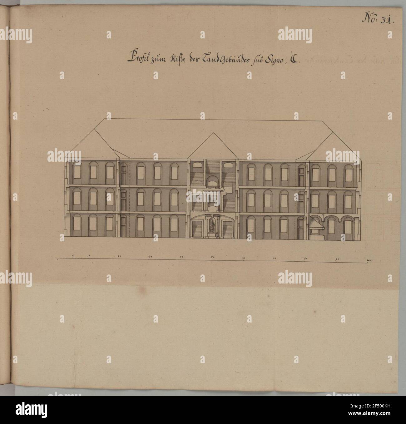 Country house, ideal design, longitudinal section Stock Photo - Alamy