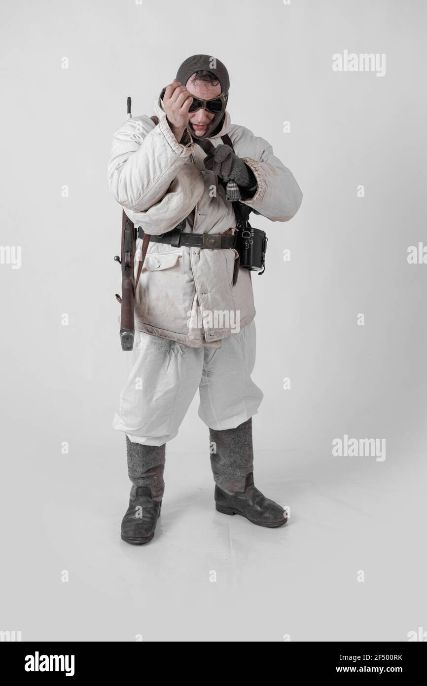 male actor movie in the role in the winter military uniform of an old ...