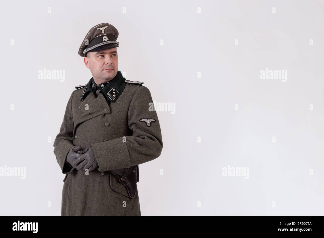 Male actor reenactor in historical uniform as an officer of the German ...
