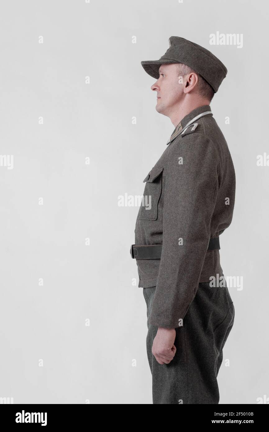Male actor reenactor in historical uniform as an officer of the German ...