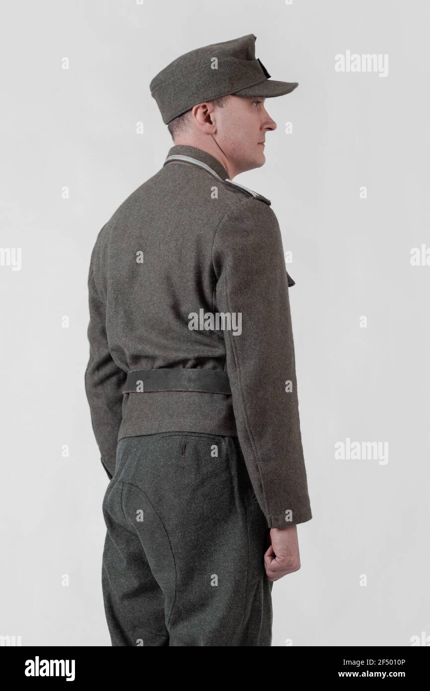 Male actor reenactor in historical uniform as an officer of the German ...