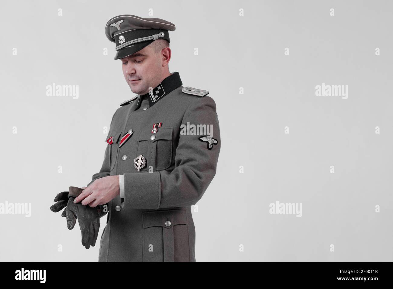 Male actor reenactor in historical uniform as an officer of the German ...