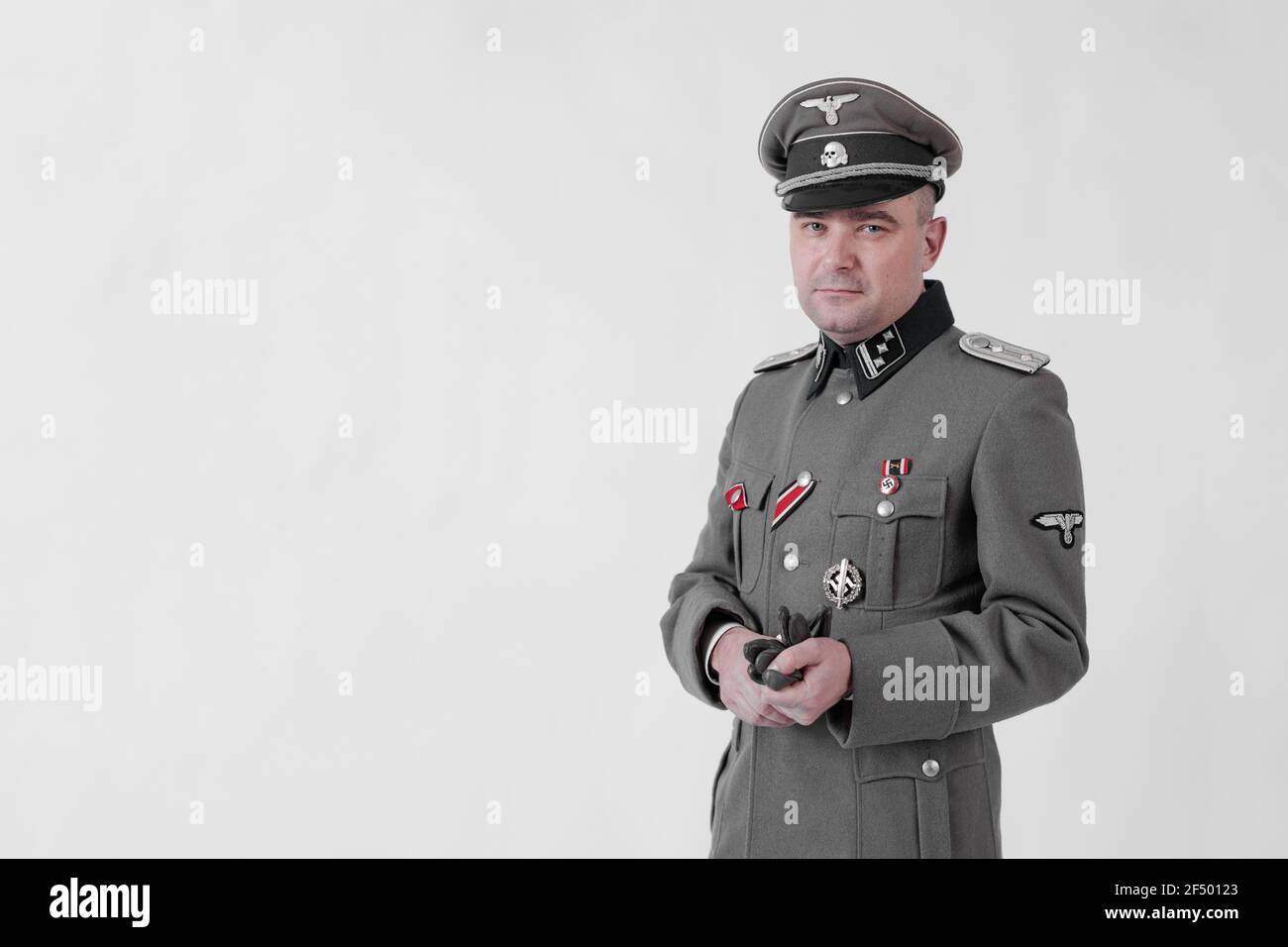 Male actor reenactor in historical uniform as an officer of the German ...