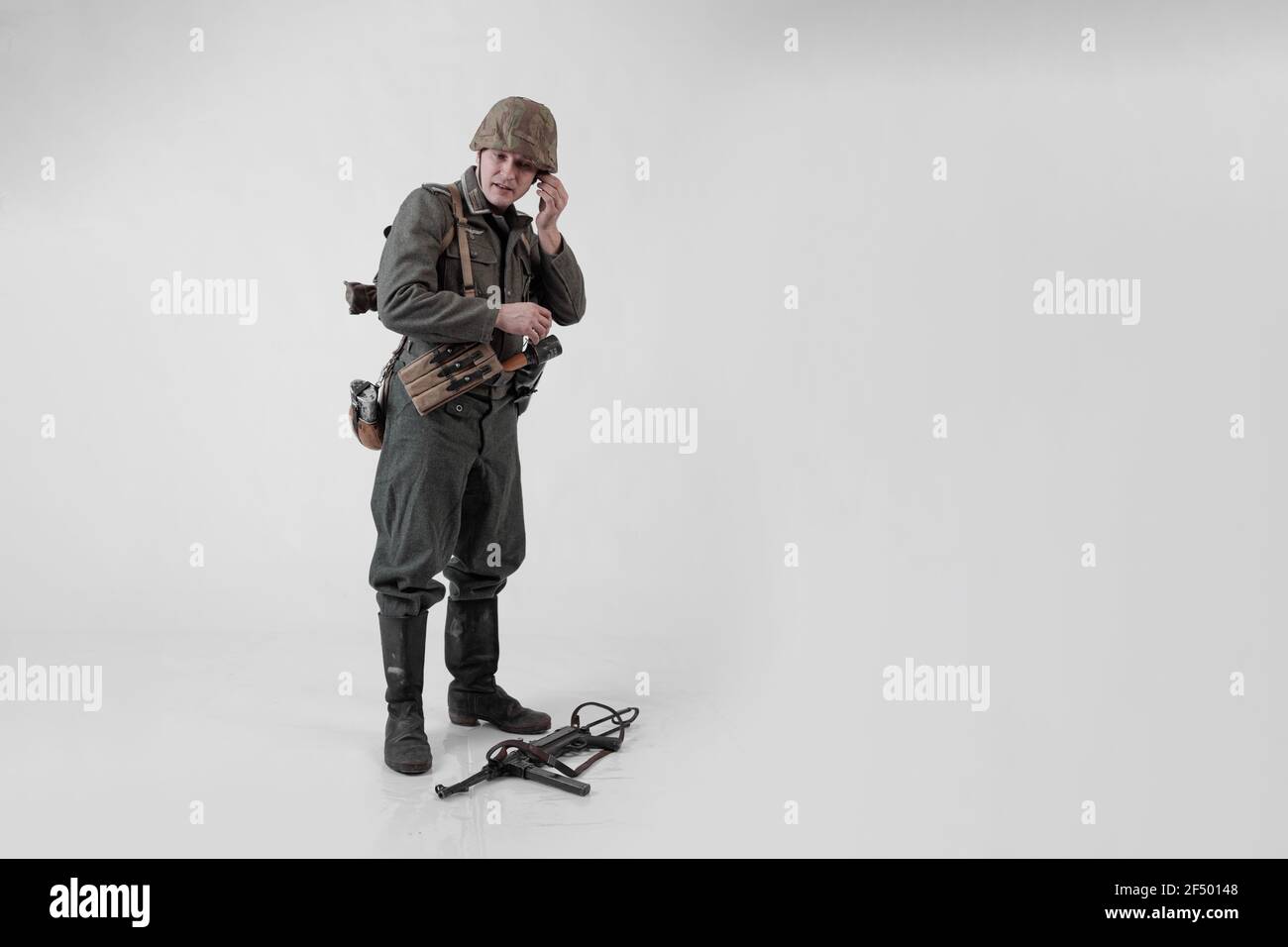 Actor in the form of a German infantryman from the times of the First ...