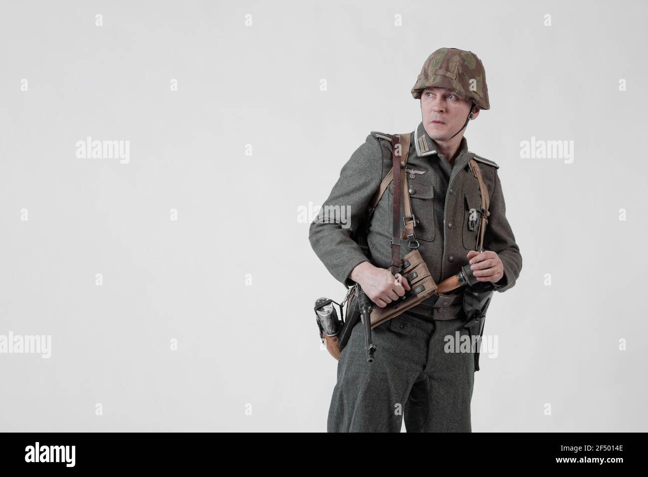 Actor in the form of a German infantryman from the times of the First ...