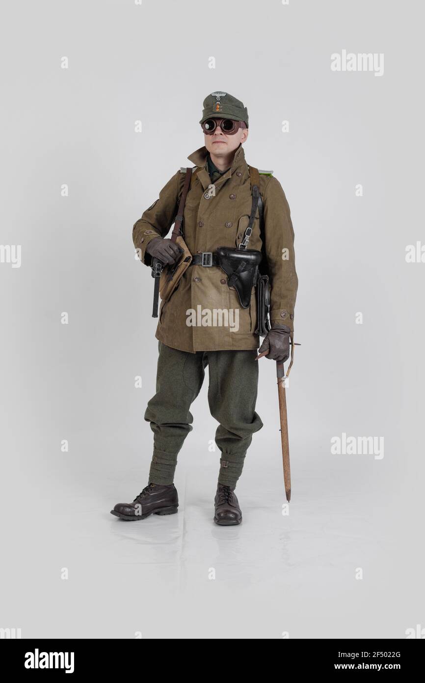 Male actor in the uniform of a German army officer during World War II ...