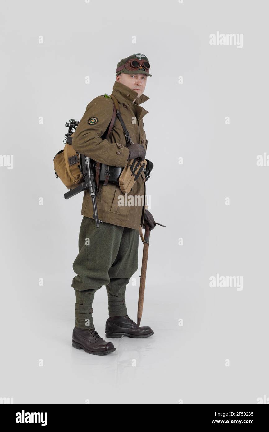 Male actor in the uniform of a German army officer during World War II ...