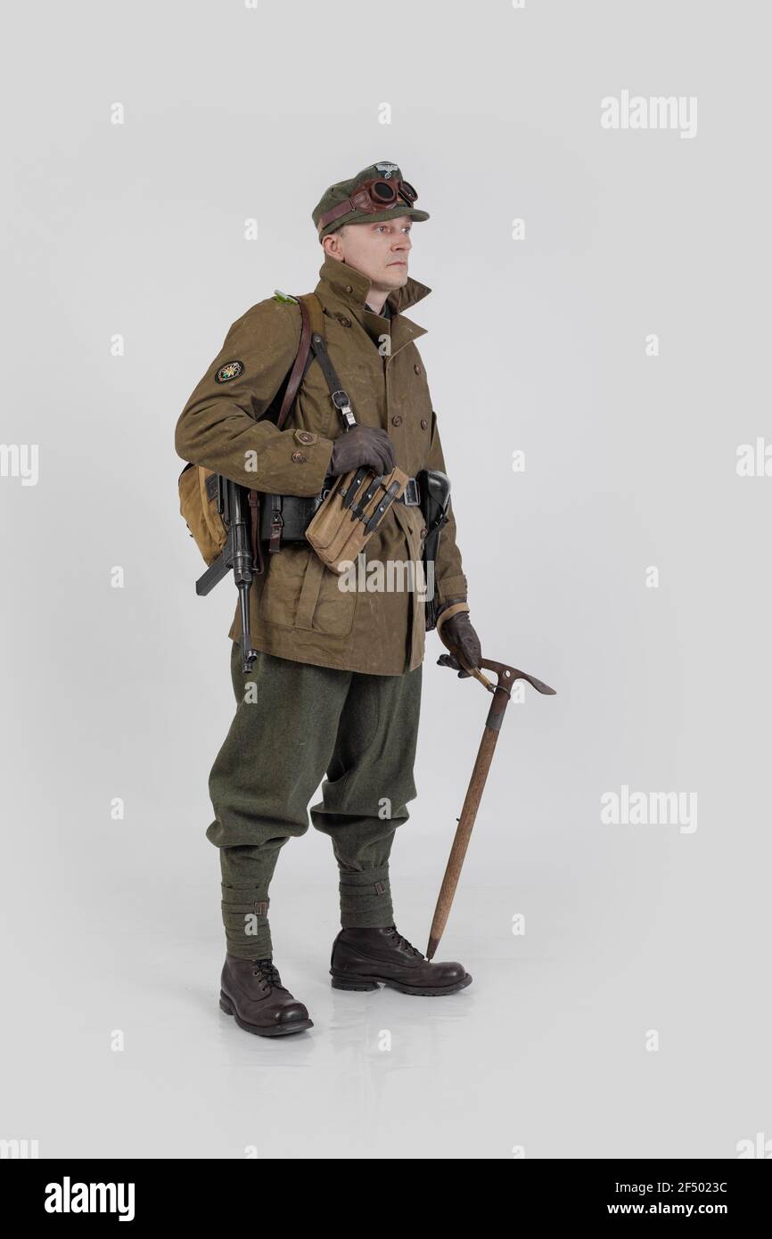 Male actor in the uniform of a German army officer during World War II ...