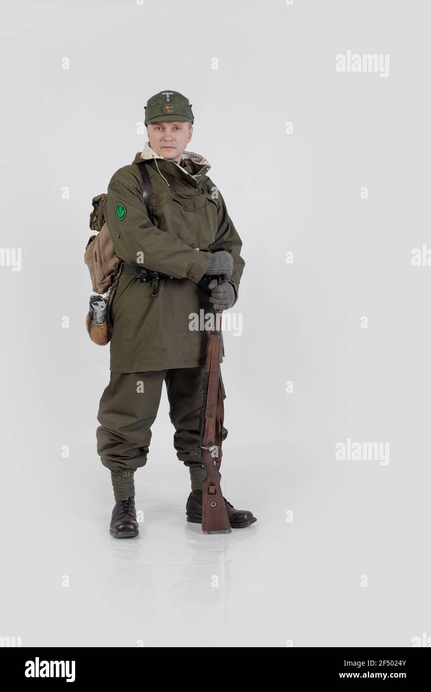 Male actor in the uniform of a German army officer during World War II ...