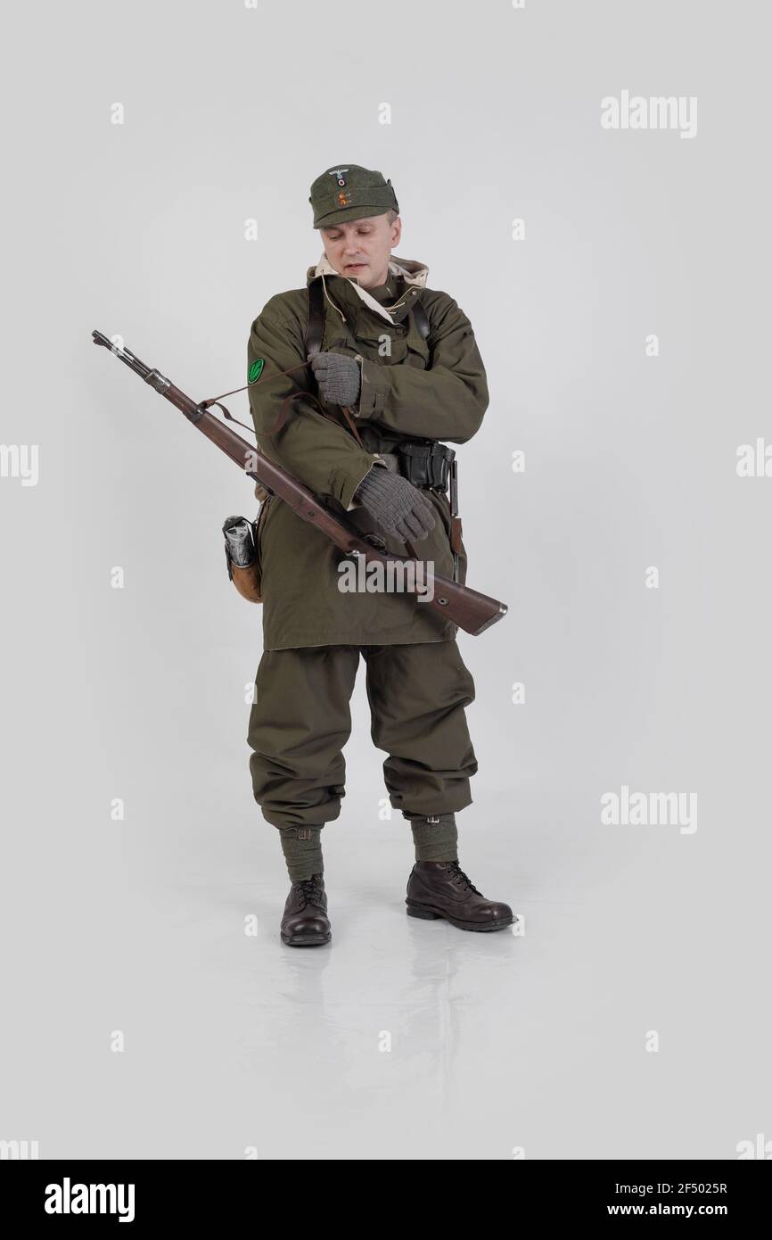 Male actor in the uniform of a German army officer during World War II ...