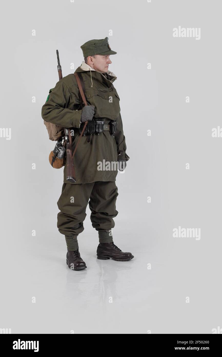 Male actor in the uniform of a German army officer during World War II ...