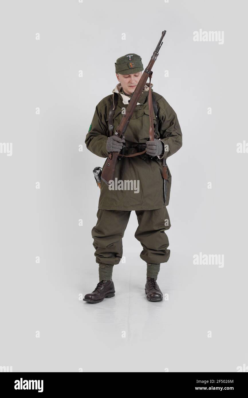 Male actor in the uniform of a German army officer during World War II ...