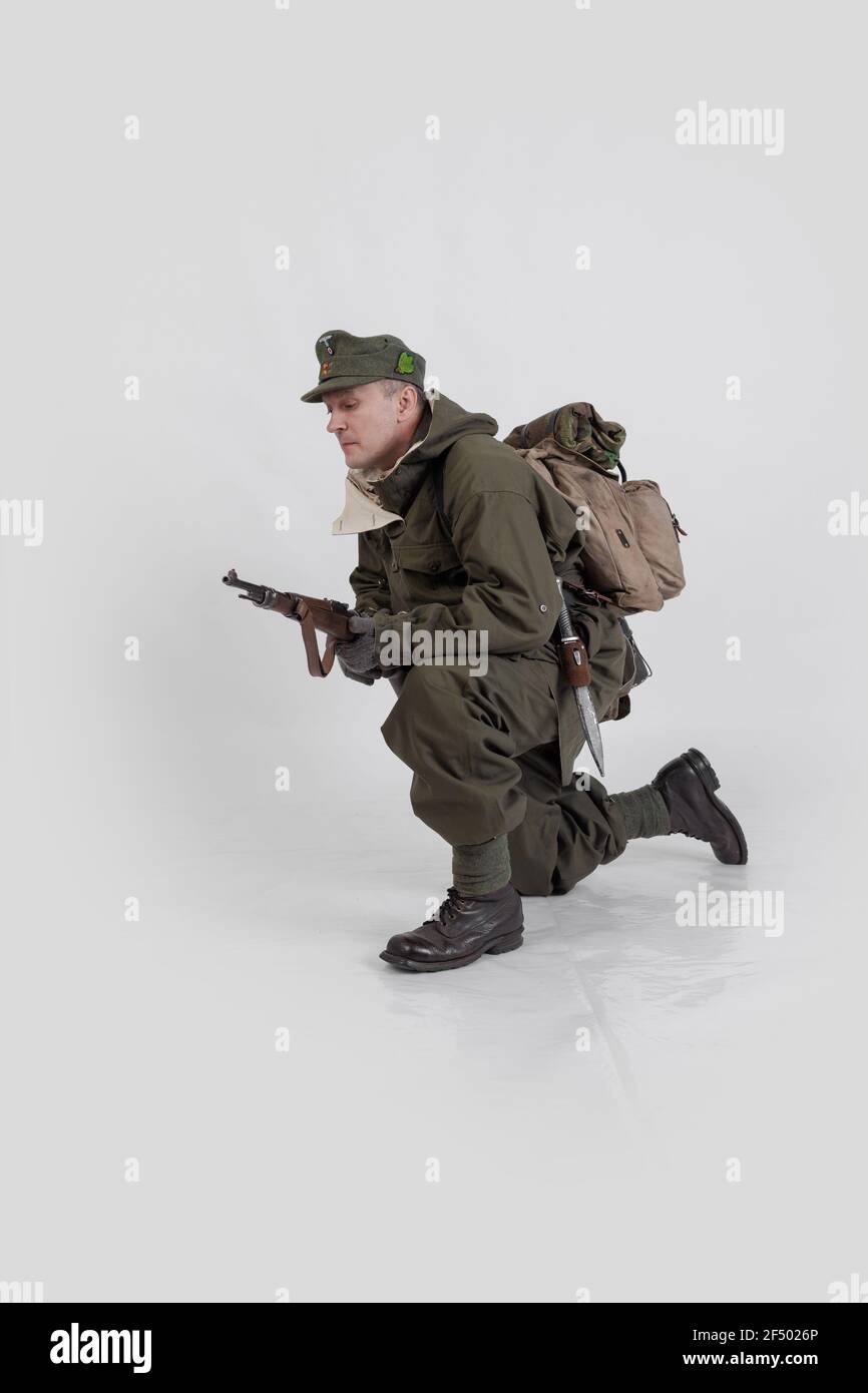 Male actor in the uniform of a German army officer during World War II ...