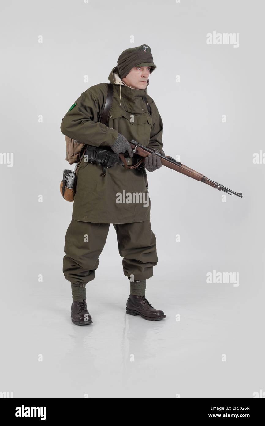 Male actor in the uniform of a German army officer during World War II ...