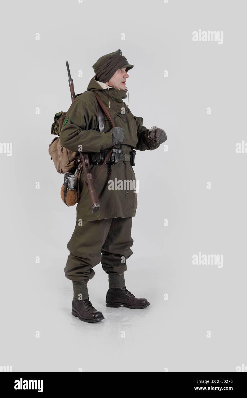 Male actor in the uniform of a German army officer during World War II ...