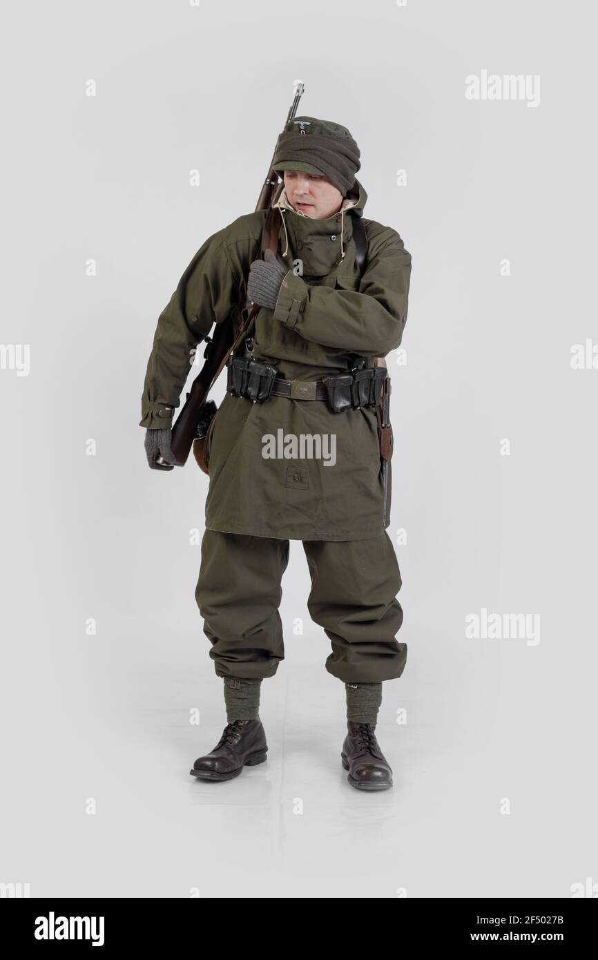 Male actor in the uniform of a German army officer during World War II ...