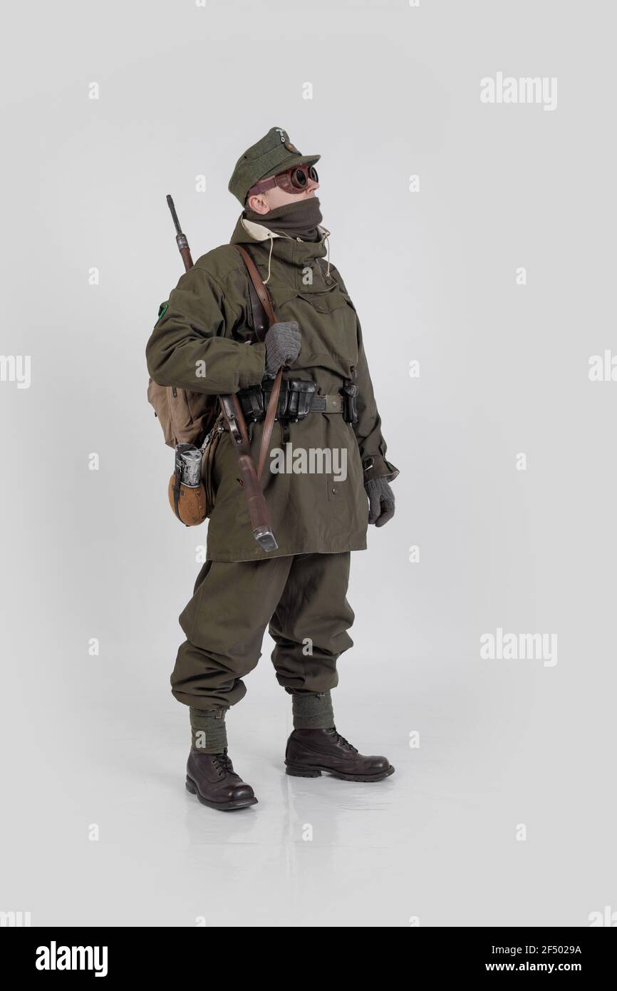 Male actor in the uniform of a German army officer during World War II ...