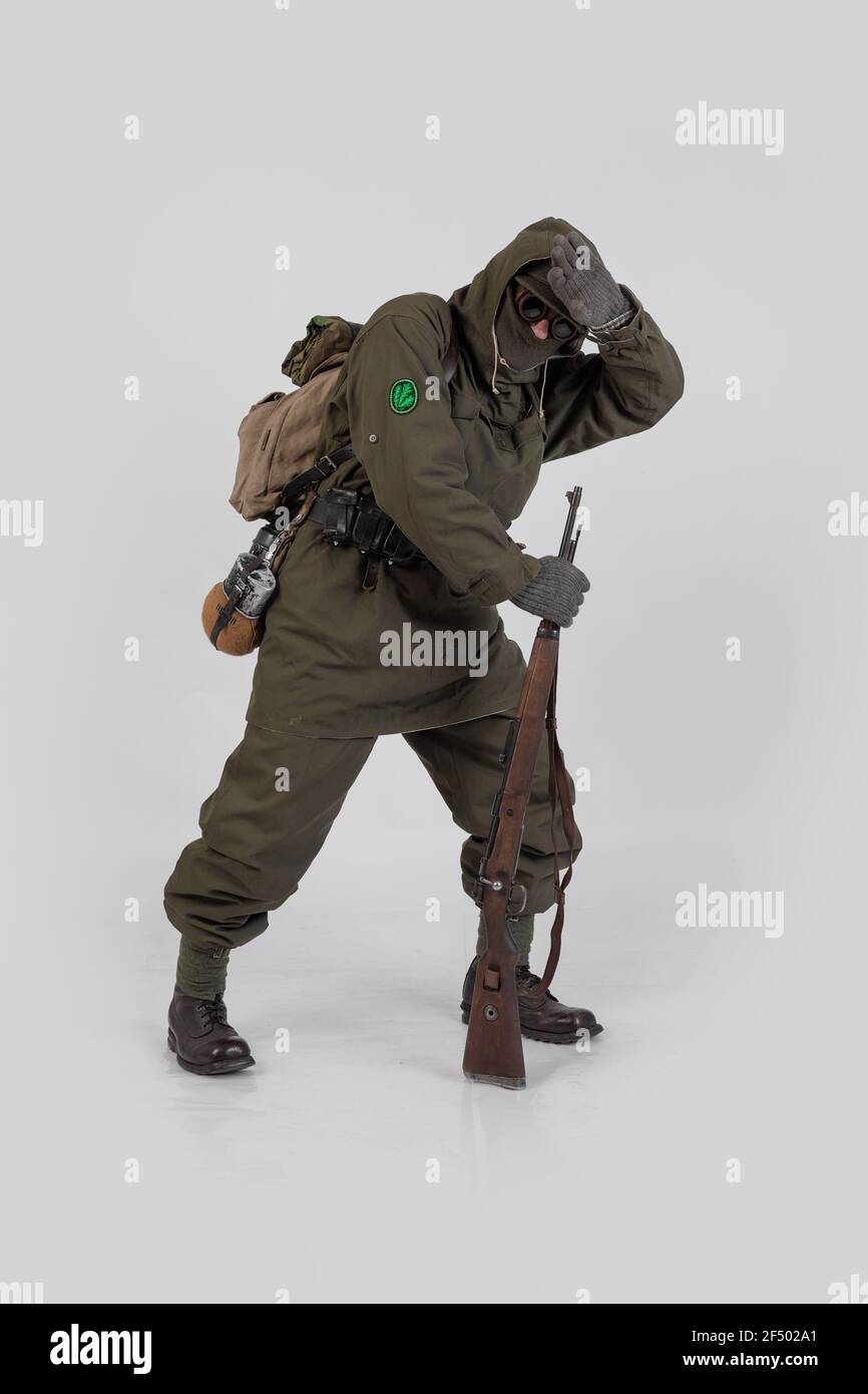 Male actor in the uniform of a German army officer during World War II ...