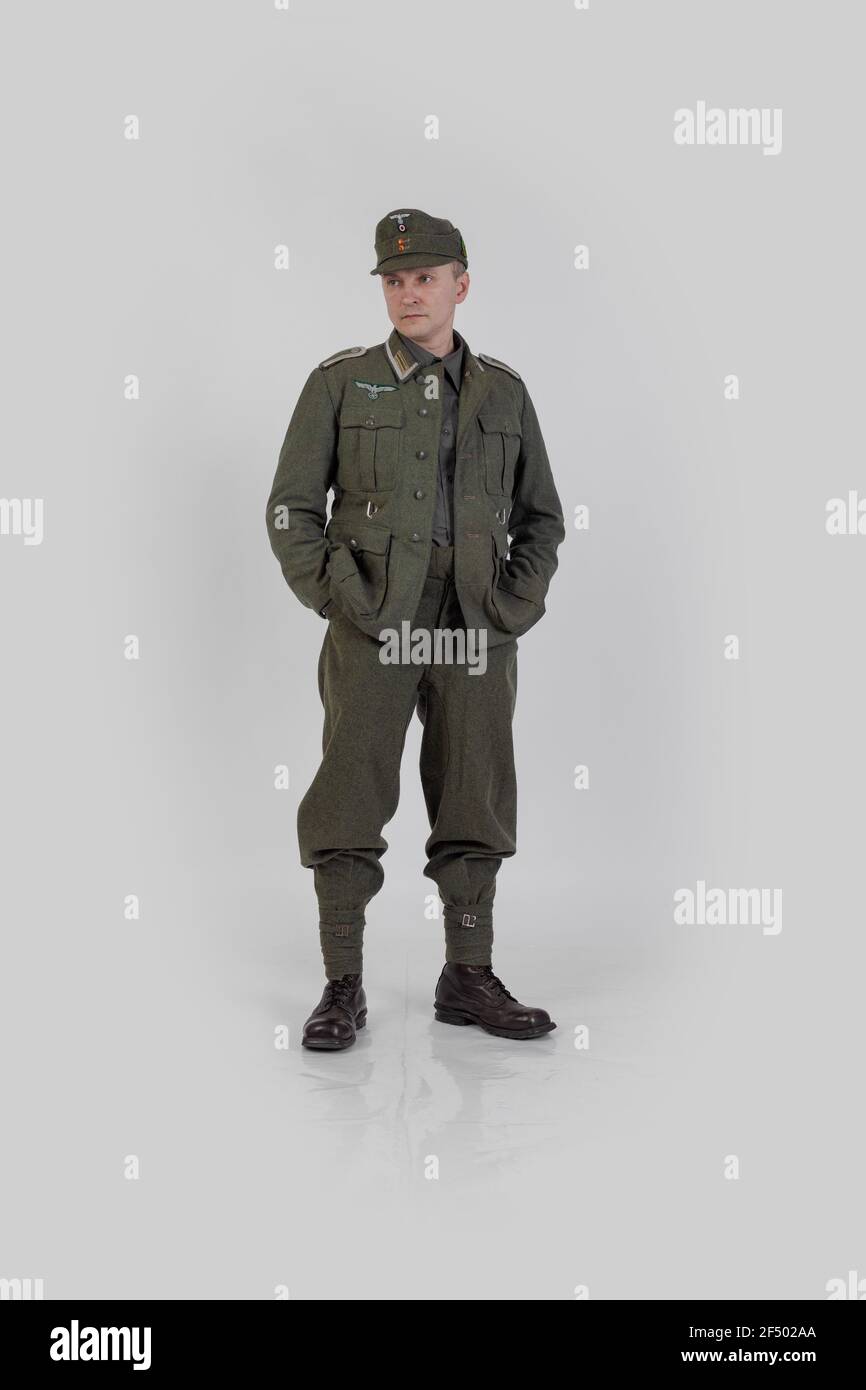 Male actor in the uniform of a German army officer during World War II ...