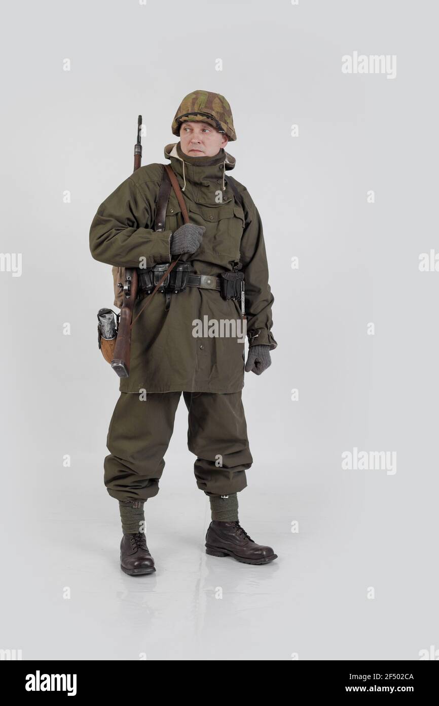 Male actor in the uniform of a German army officer during World War II ...