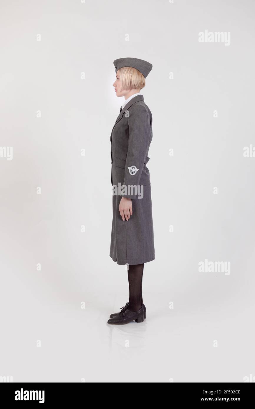 Woman actor reenactor in the historical uniform of the German army ...