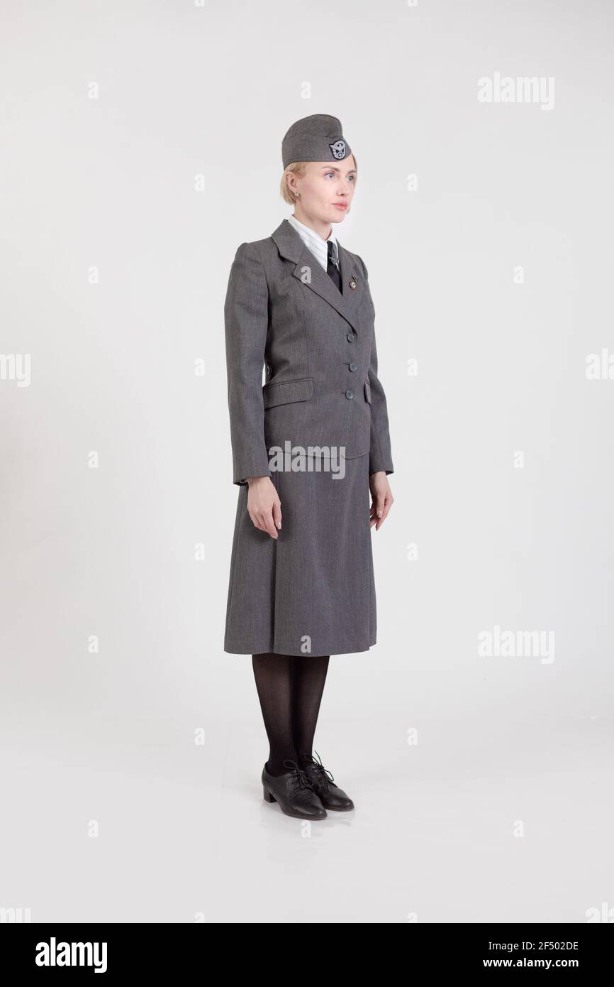 Woman actor reenactor in the historical uniform of the German army ...