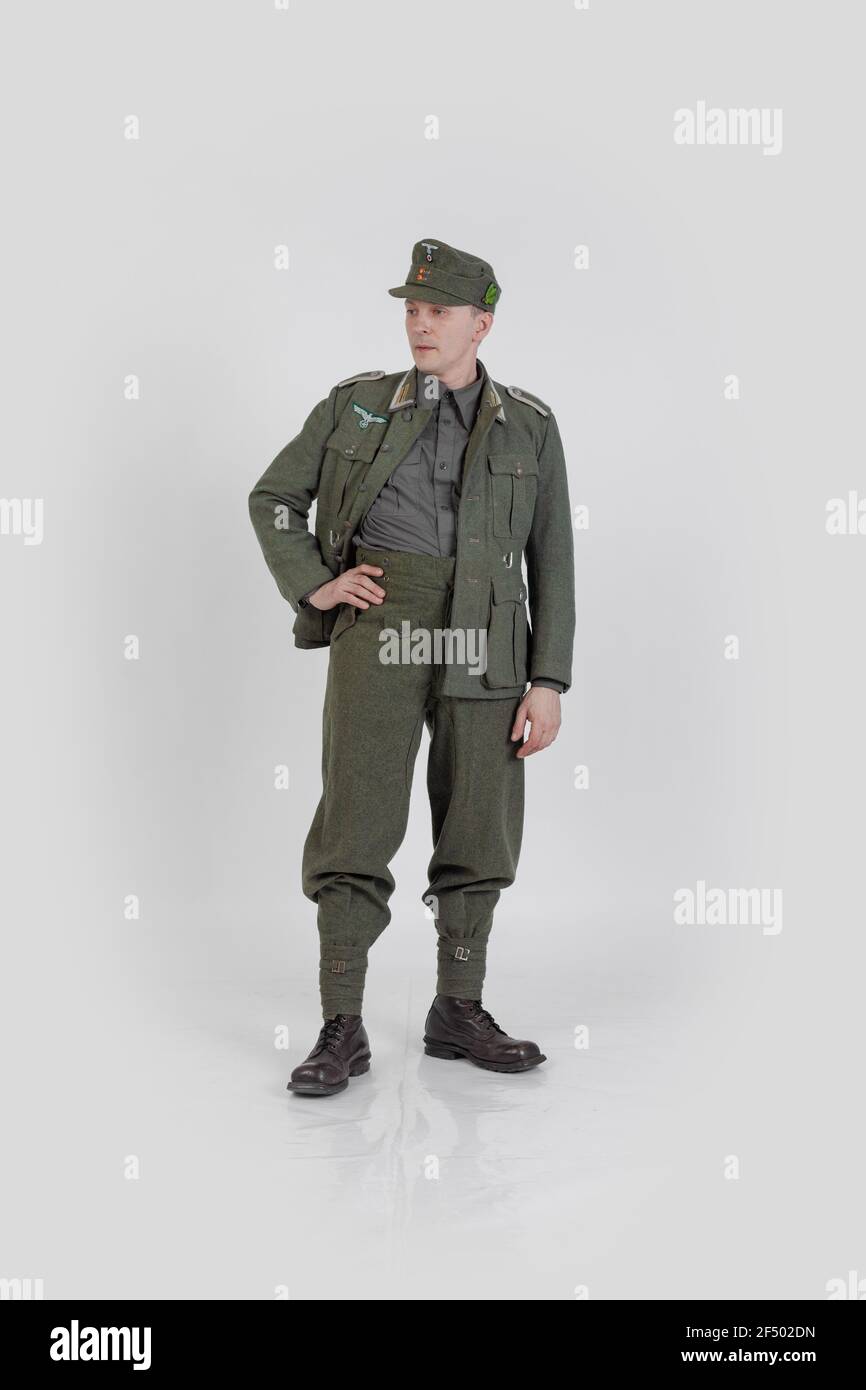 Male actor in the uniform of a German army officer during World War II ...