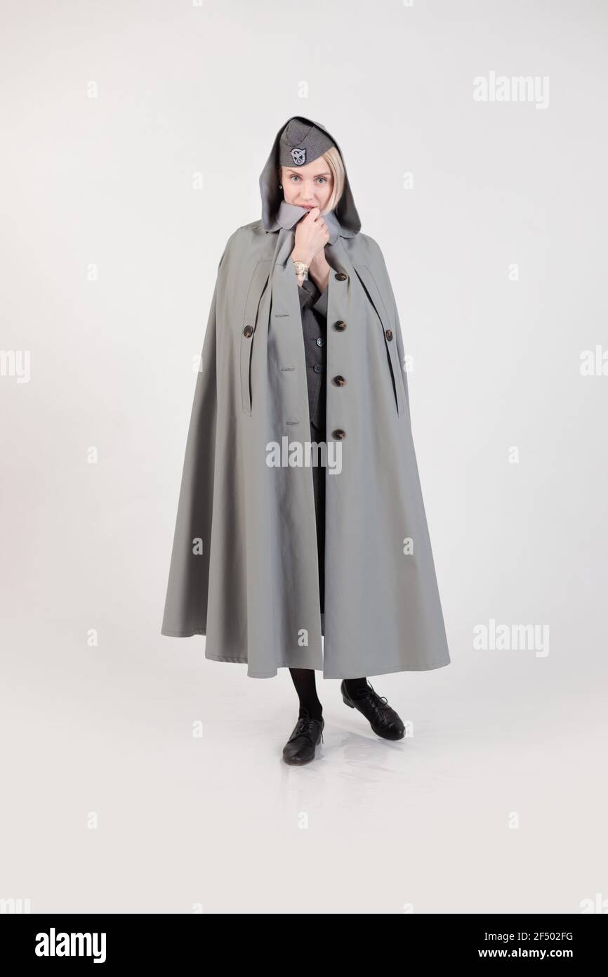 Woman actor reenactor in the historical uniform of the German army ...