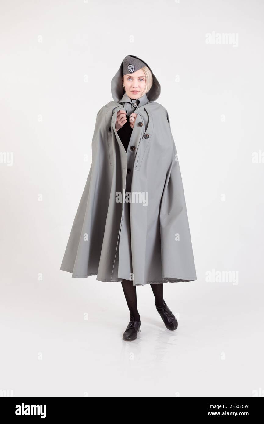 Woman actor reenactor in the historical uniform of the German army ...