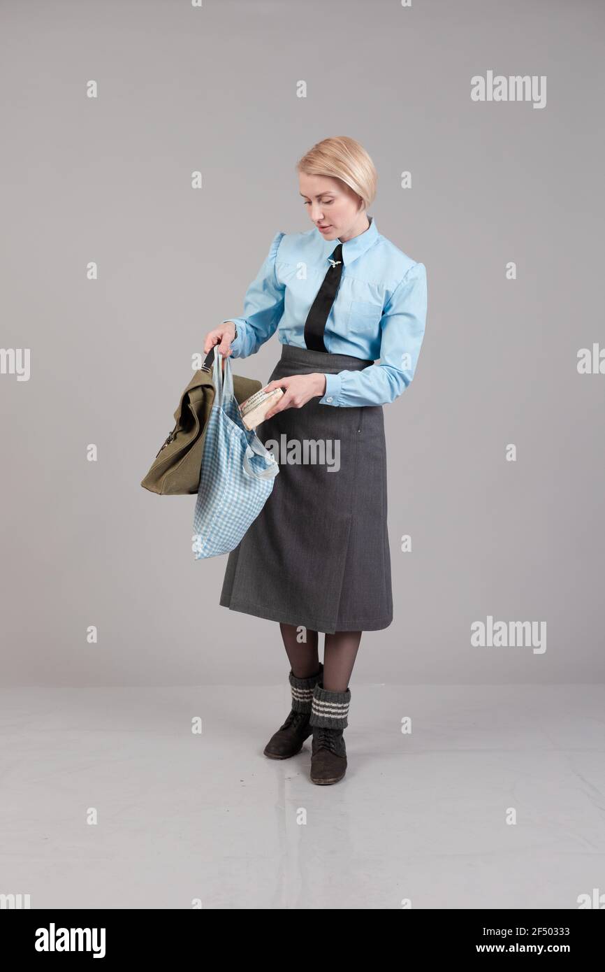 Woman actor reenactor in historical clothes RAD of the German fashion ...