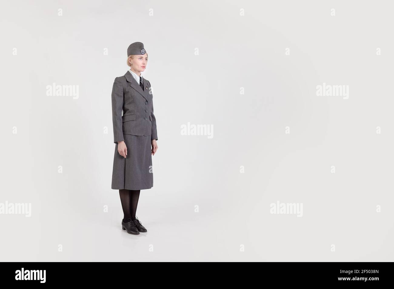 Woman actor reenactor in the historical uniform rad of the army during ...