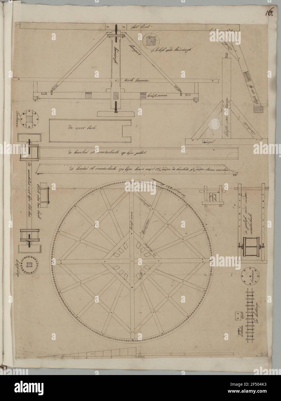Machine for lifting water, construction drawings Stock Photo - Alamy