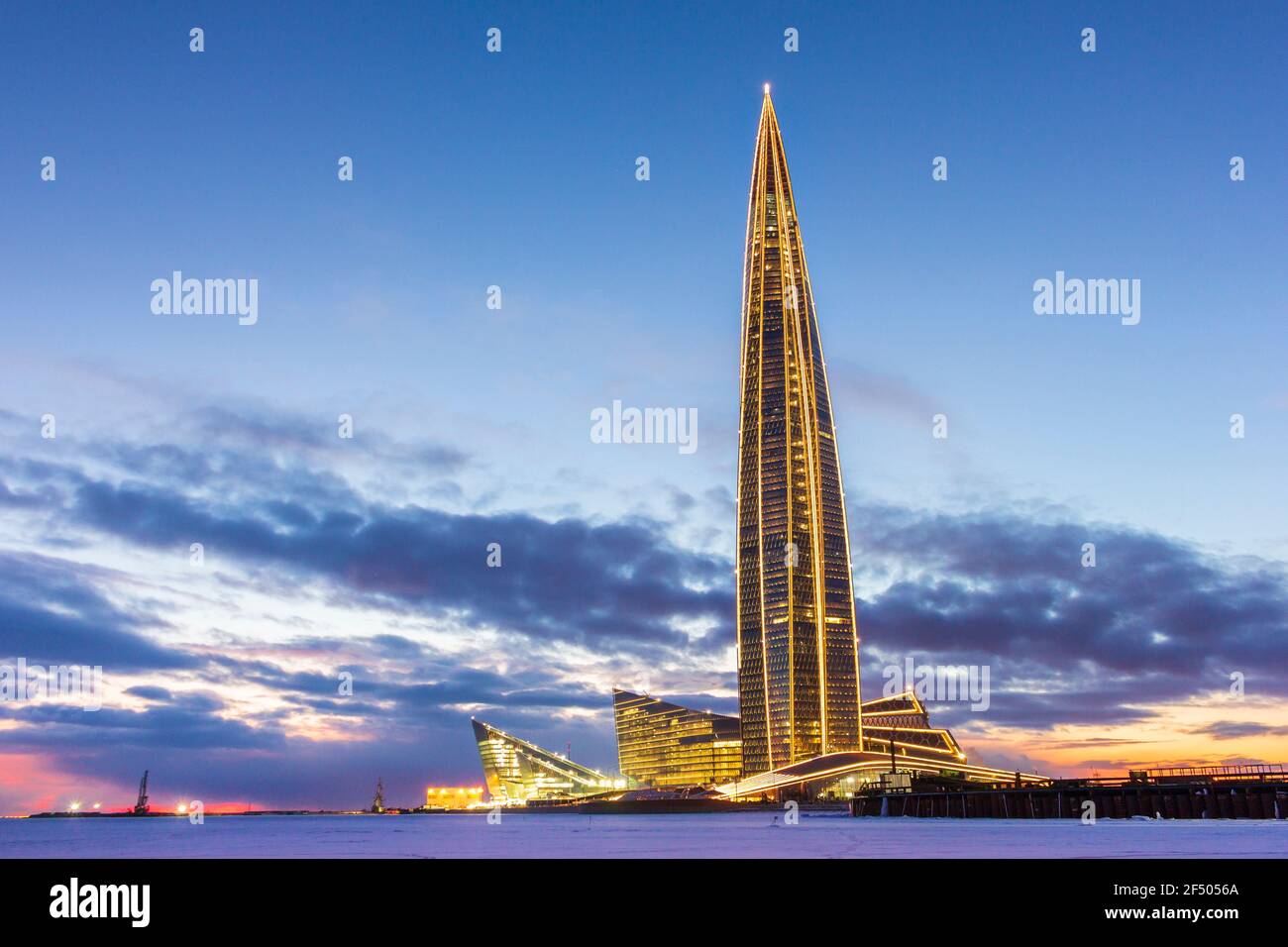 skyscraper sunset europe hi-tech architecture Lahta center Saint ...