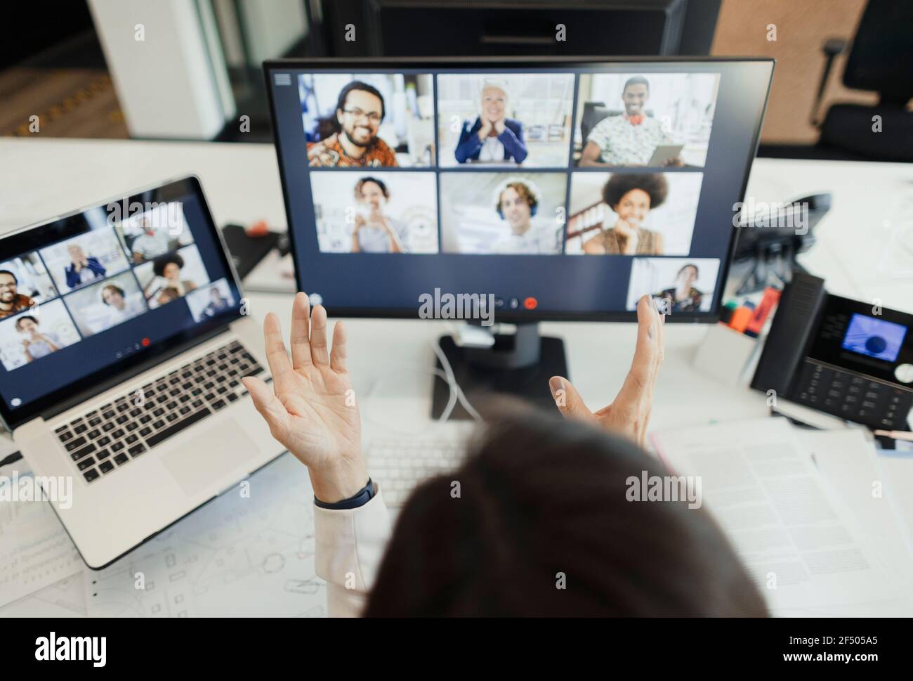 Mature businessman video conferencing hi-res stock photography and ...