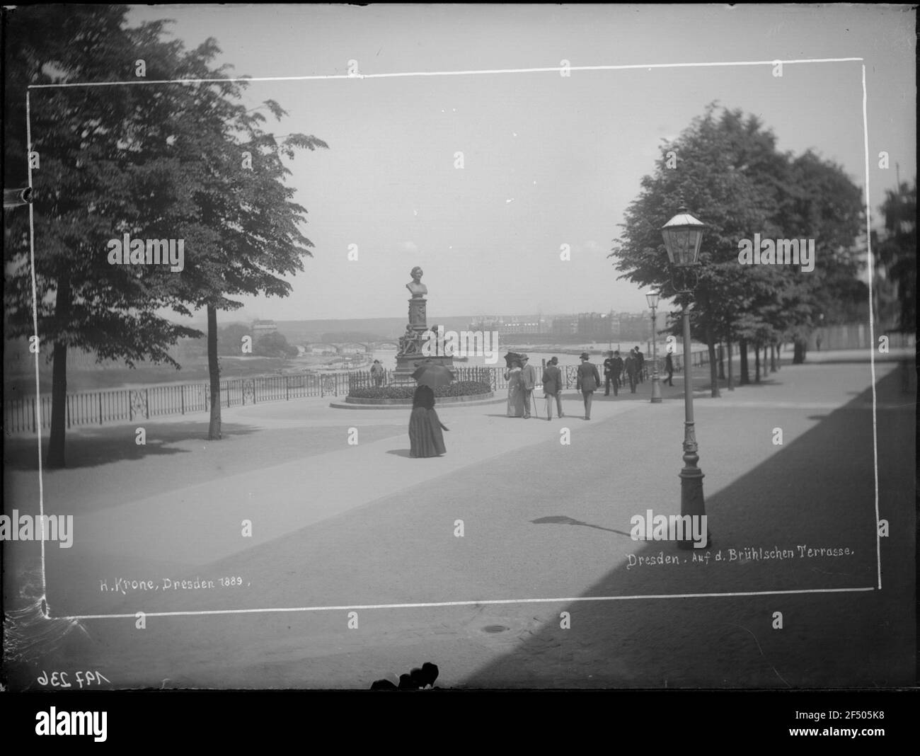 Dresden's old town. Branging terrace. View over the monument to Ernst ...
