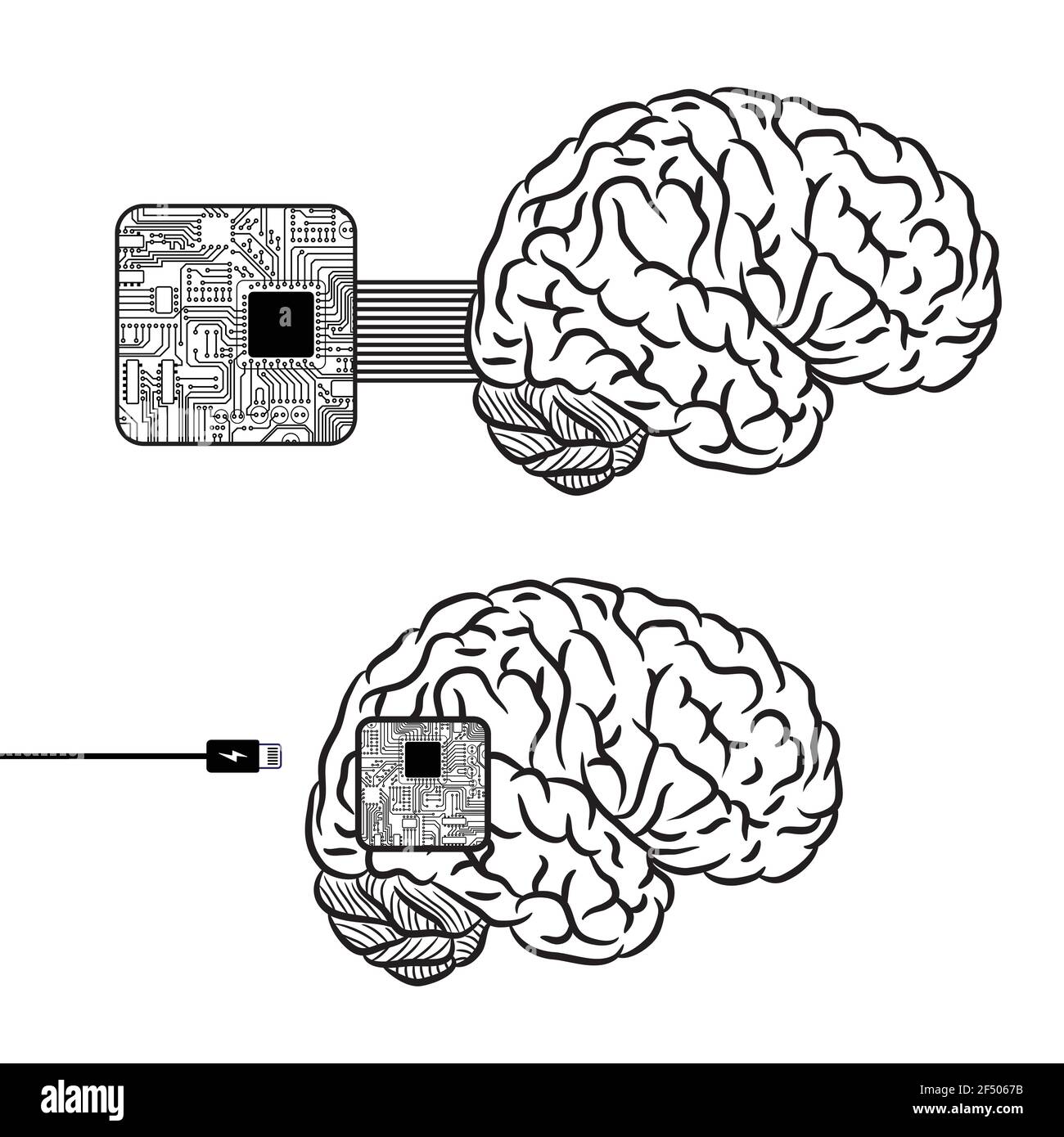 Brain microscheme charging background Stock Vector Image & Art - Alamy