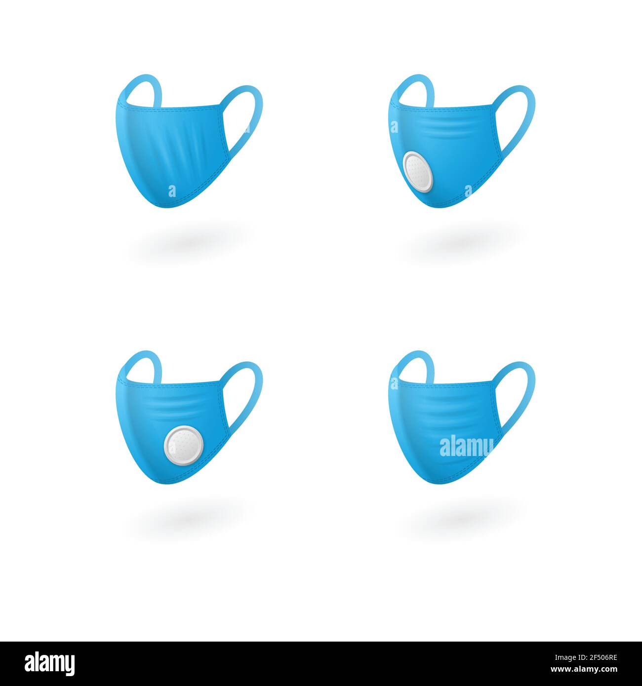 Breathing blue medical respiratory masks set side view Stock Vector ...