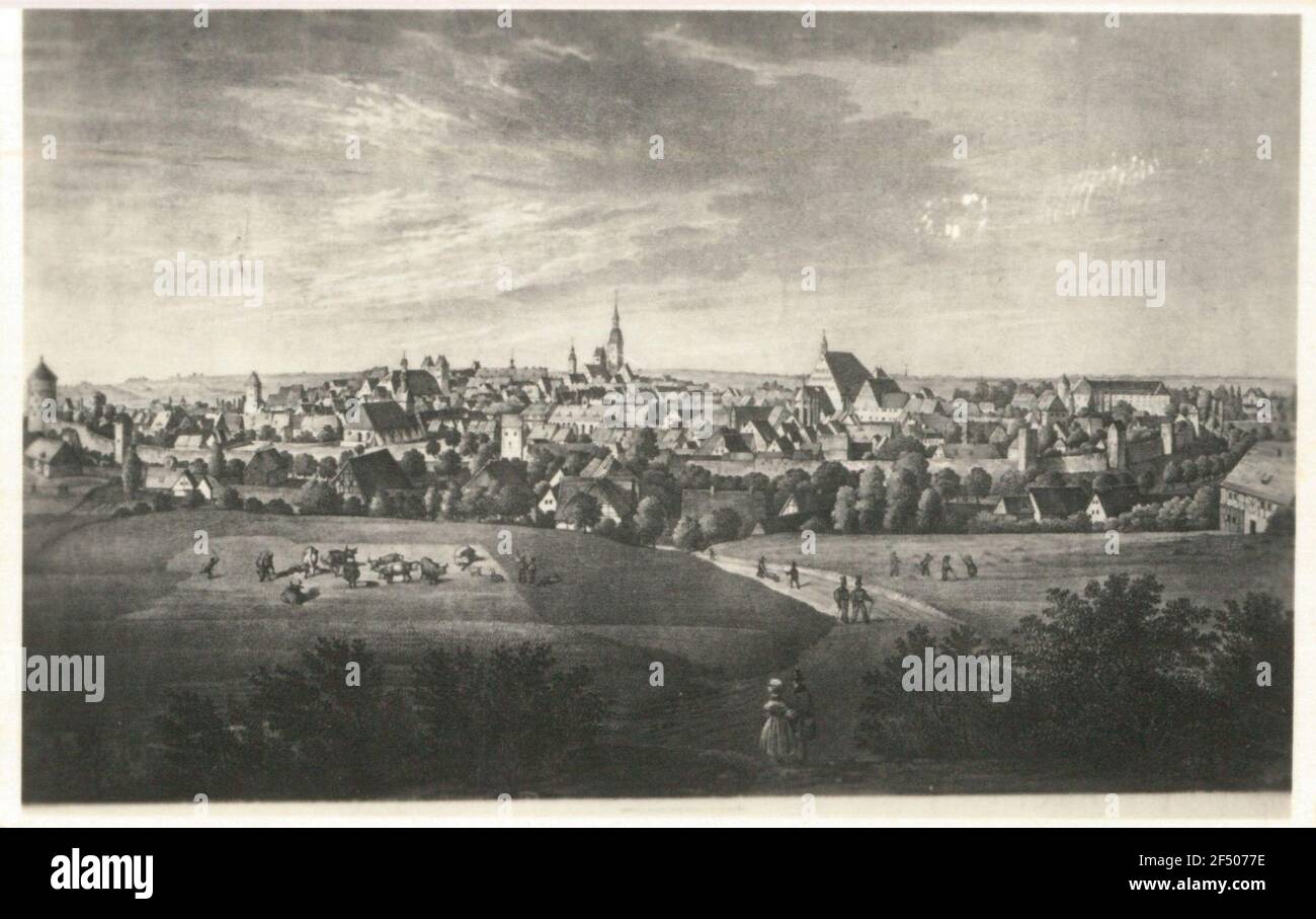 The old free mountain town Freiberg in the Kingdom of Saxony Stock ...