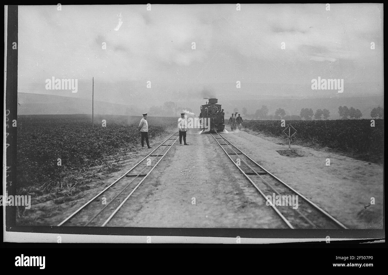 German railway troops. Field train operation on the wire wire road ...